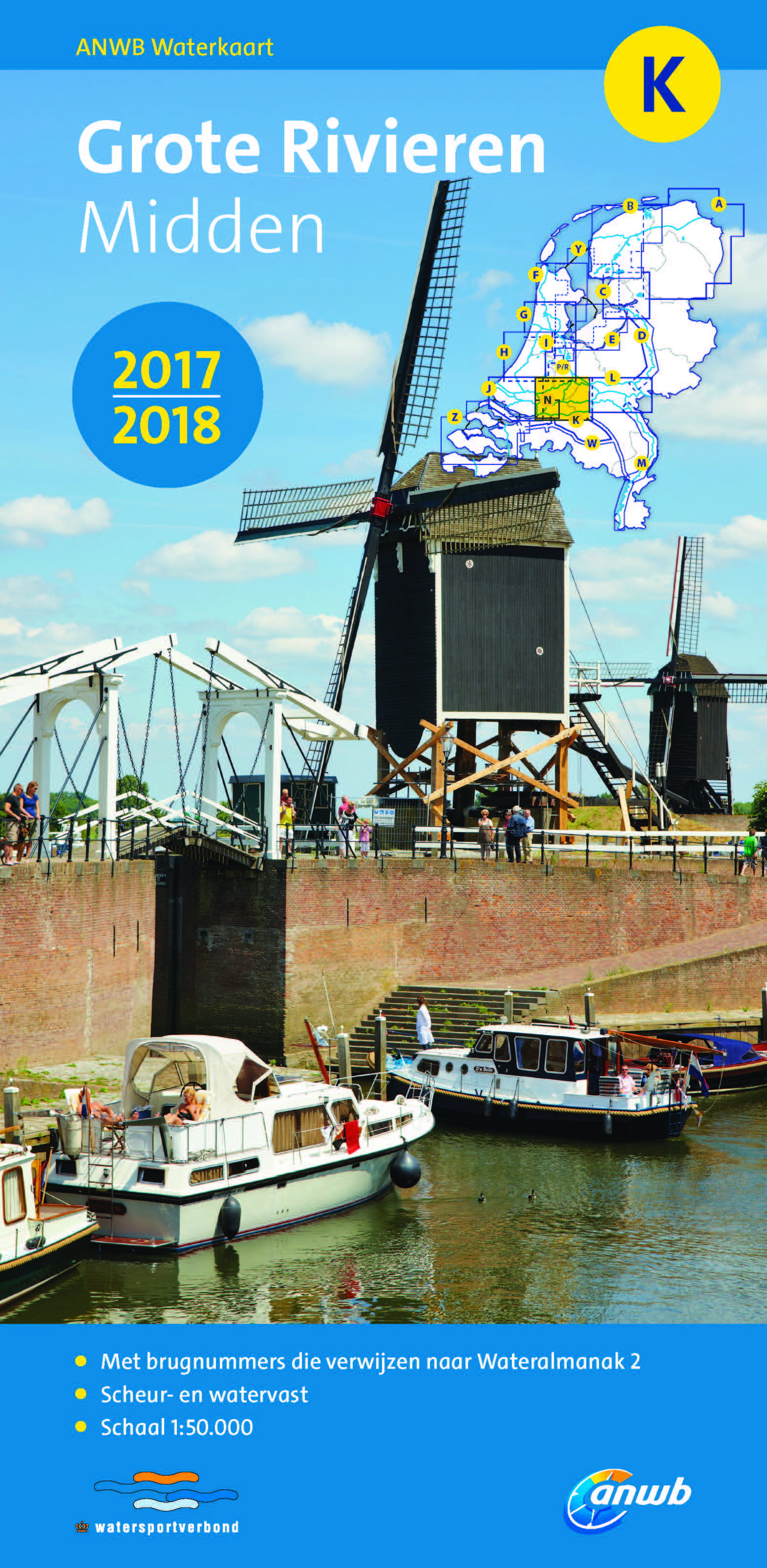 ANWB Waterkaart K Grote rivieren Midden 2017-2018 | Éditions Racine